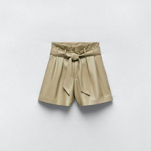 Zara | Shorts | Nwt Zara Size M Light Green Faux Leather Shorts | Poshmark